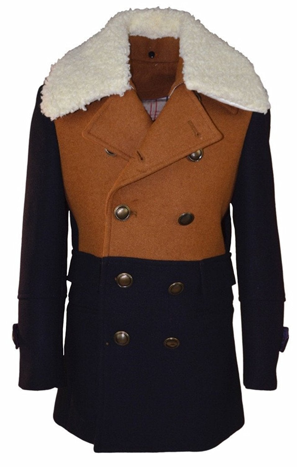 ISAAC MIZRAHI Boy’s Two Toned Double Breasted Removable Fleece Collar ...