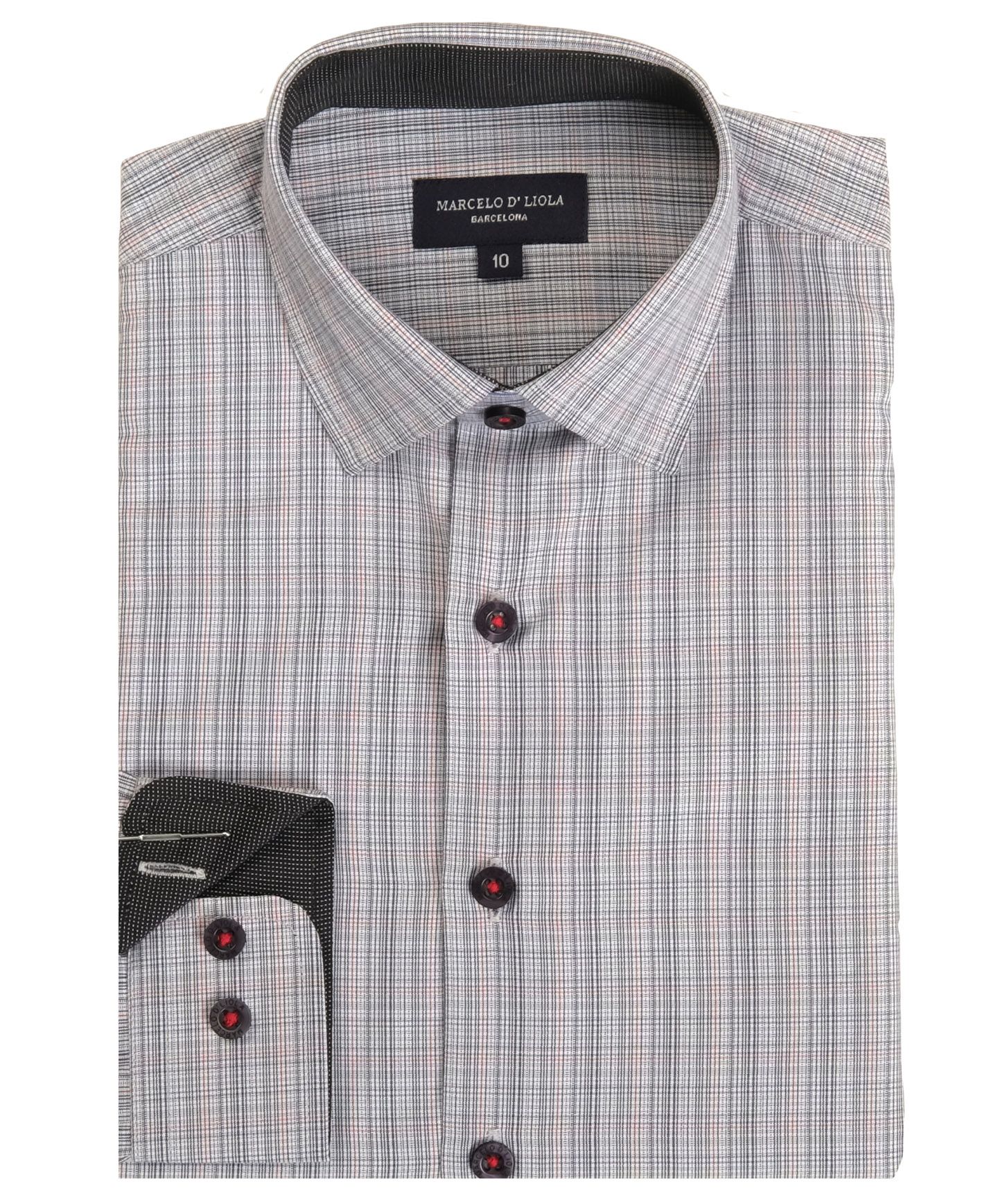 MARCELO D'LIOLA Boys Long Sleeve Cotton Blend Grey Palid Dress Shirt ...