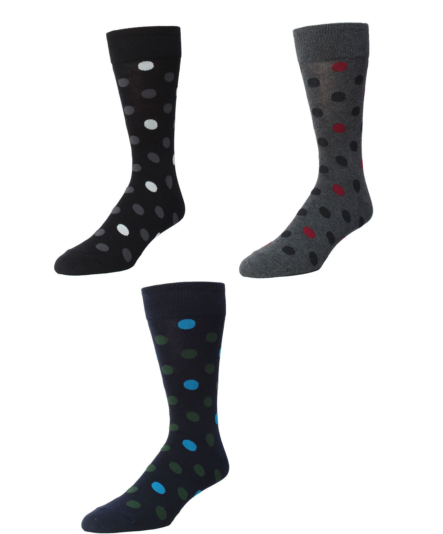 MEMOI Mens Cotton Blend Two Toned Dot Design Socks - 1 Pack - Boytique