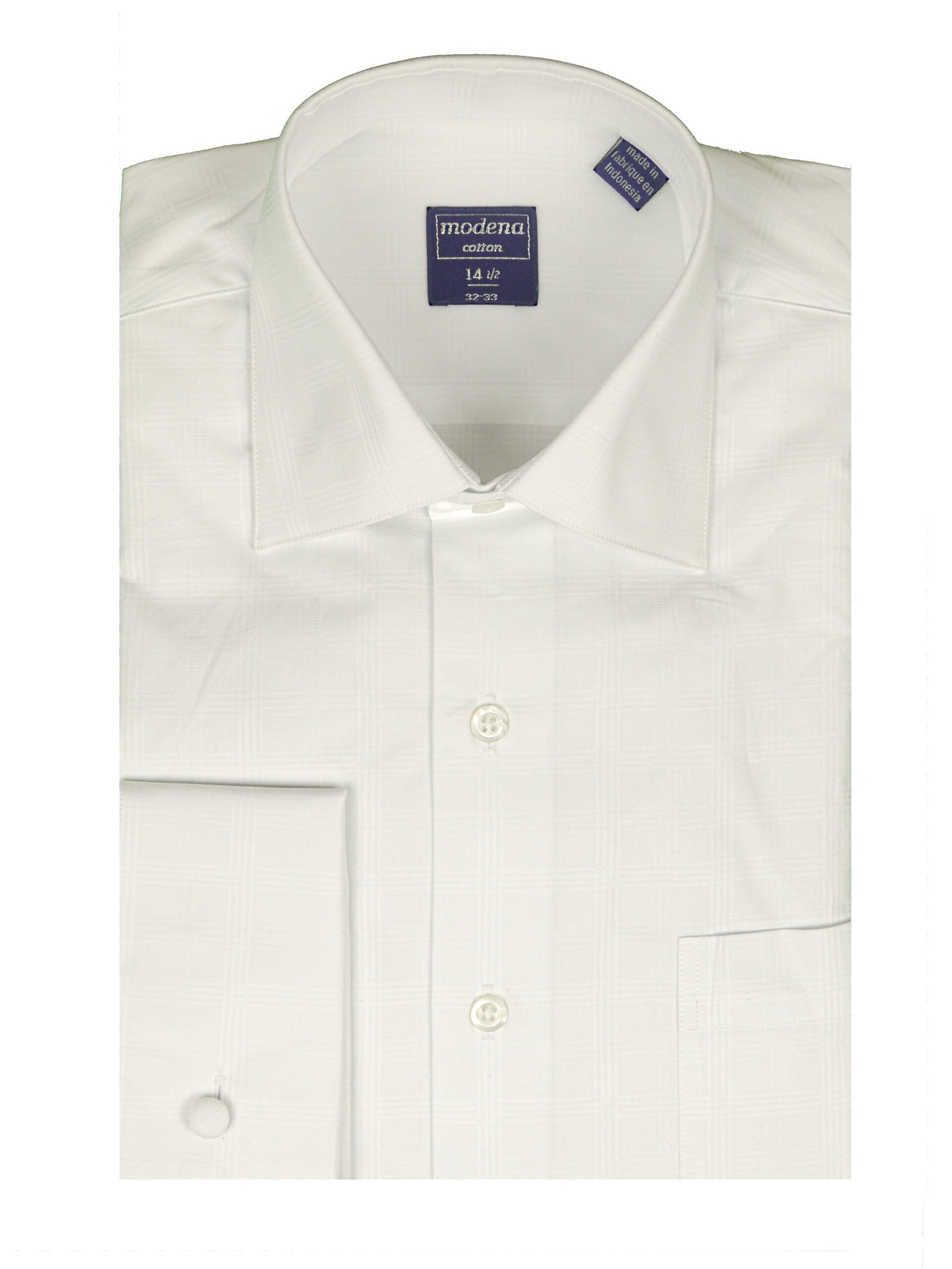 MODENA Mens Slim Fit French Cuff Textured White Dress Shirt - Boytique