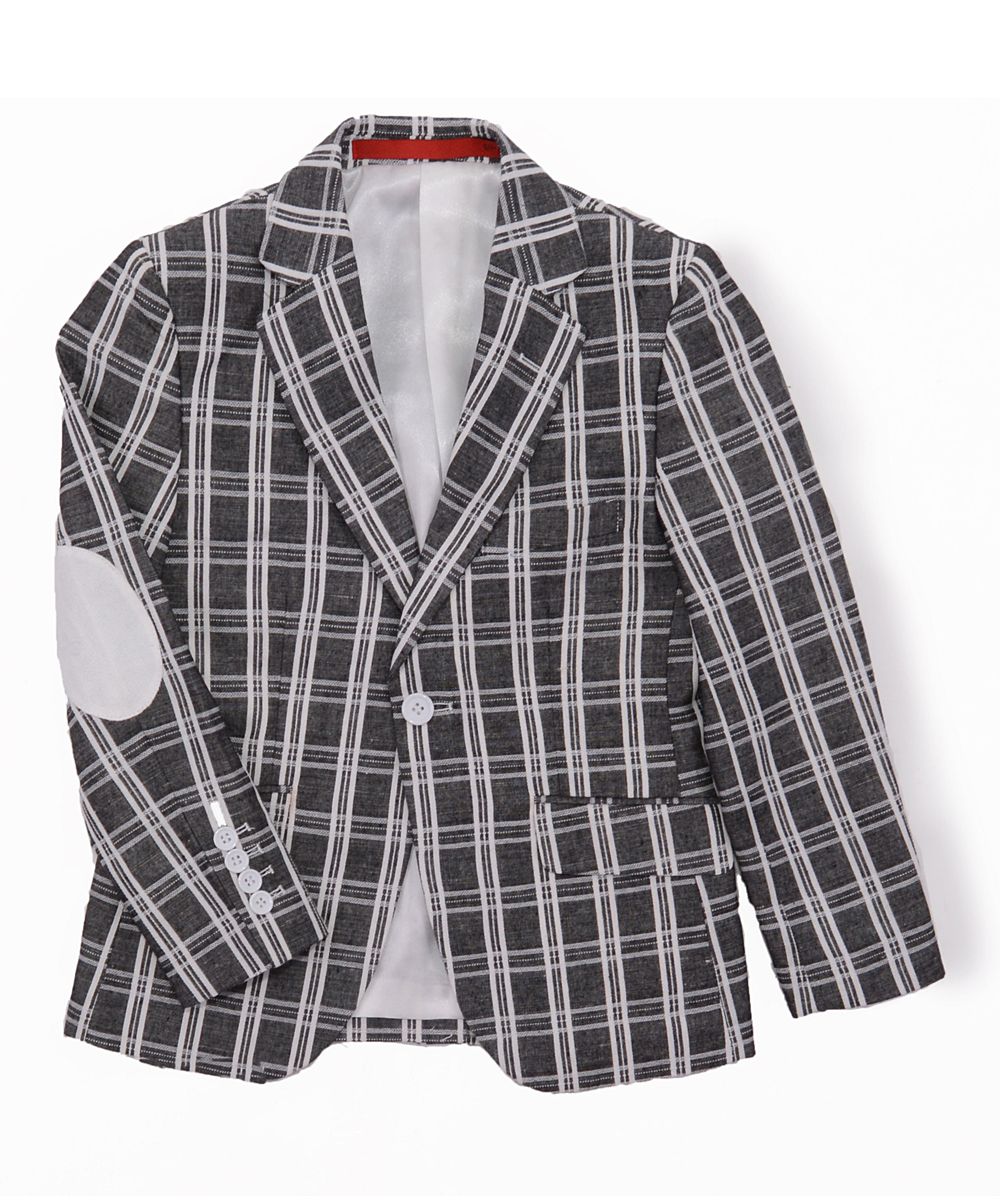 ELI Classic Fit Grey Plaid Stripe Elbow Patch Sport Coat - Boytique