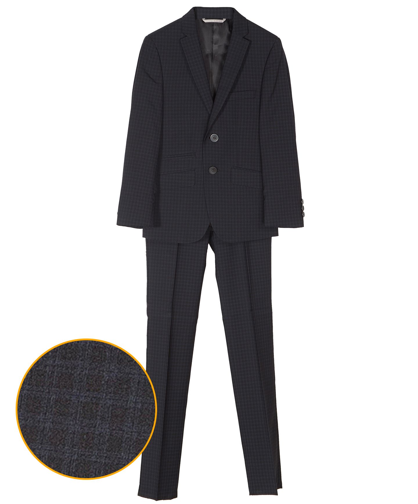 ANDREW MARC Boys Slim Fit Stretch Check Suit - Black - Boytique