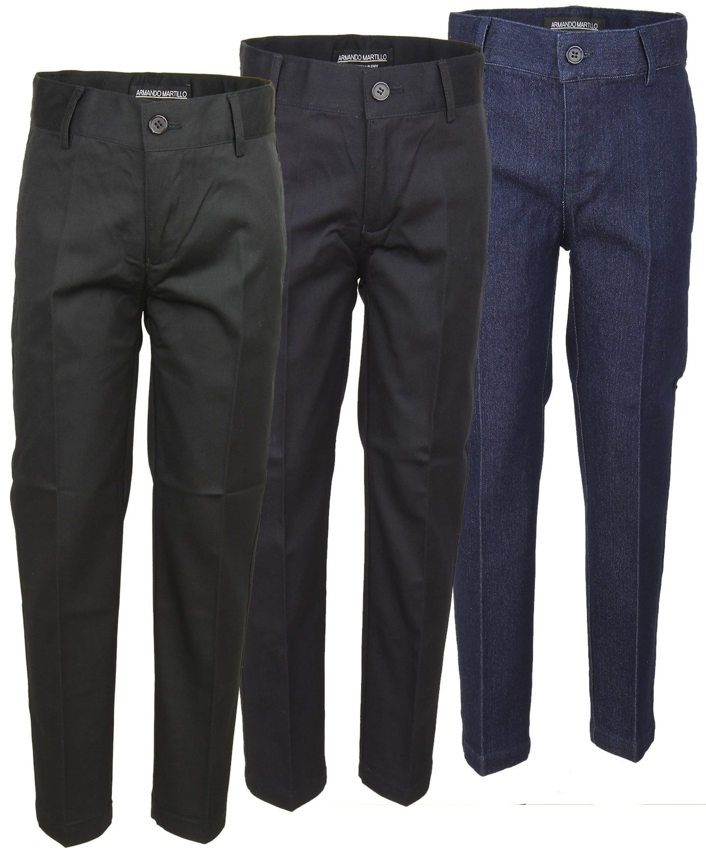 ARMANDO MARTILLO Boys Husky Slim Adjustble Waist Cotton Blend Solid ...