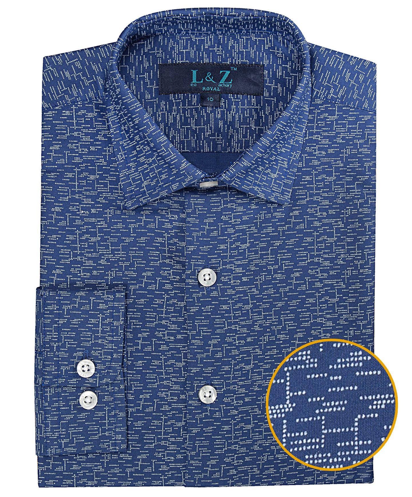 L & Z Modern Ft Long Sleeve Wrinkle Free Blue Pixel Shirt - Boytique