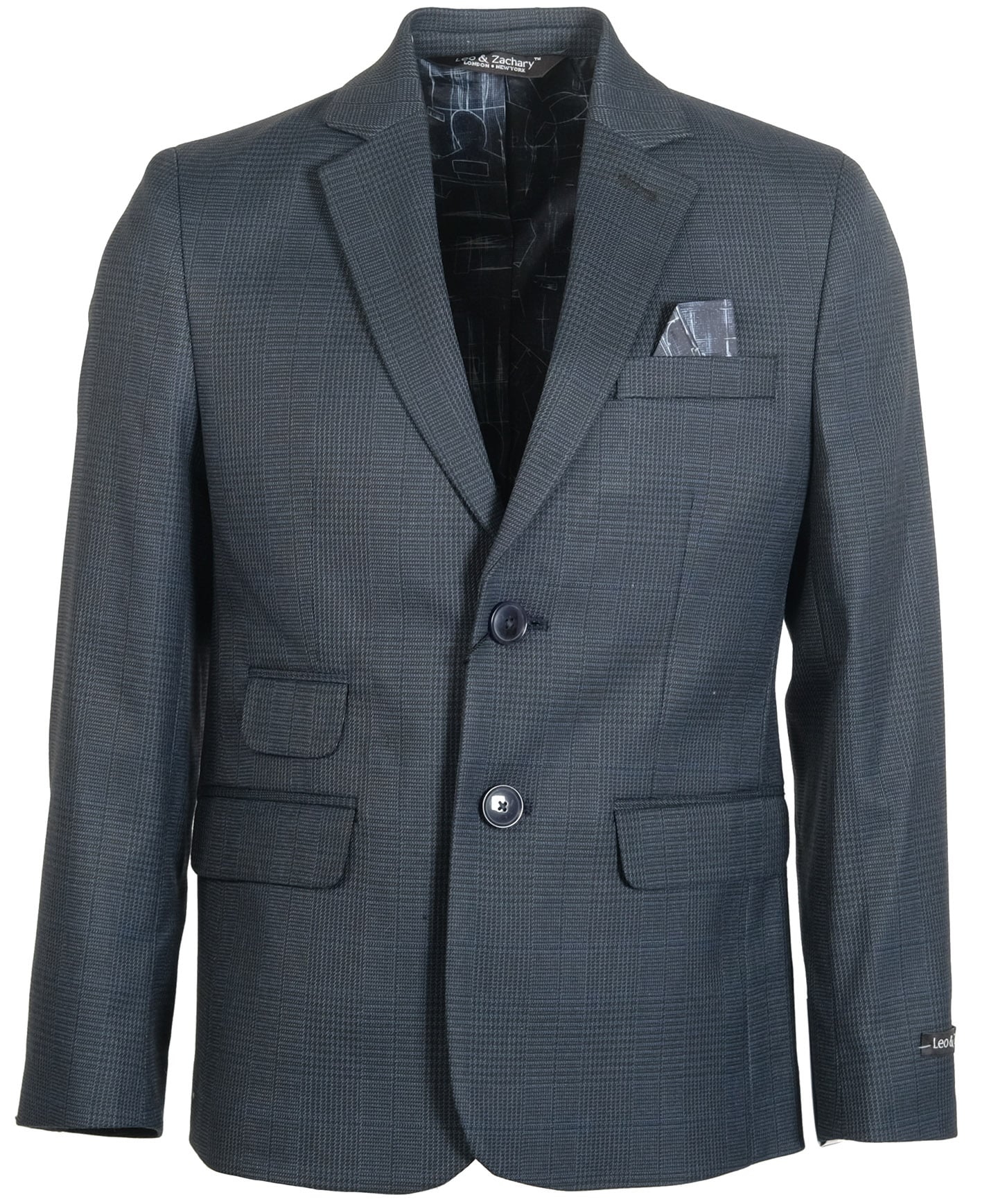LEO & ZACHARY Boys Slim Fit Microfiber Blend Plaid Design Suit LZ492 ...