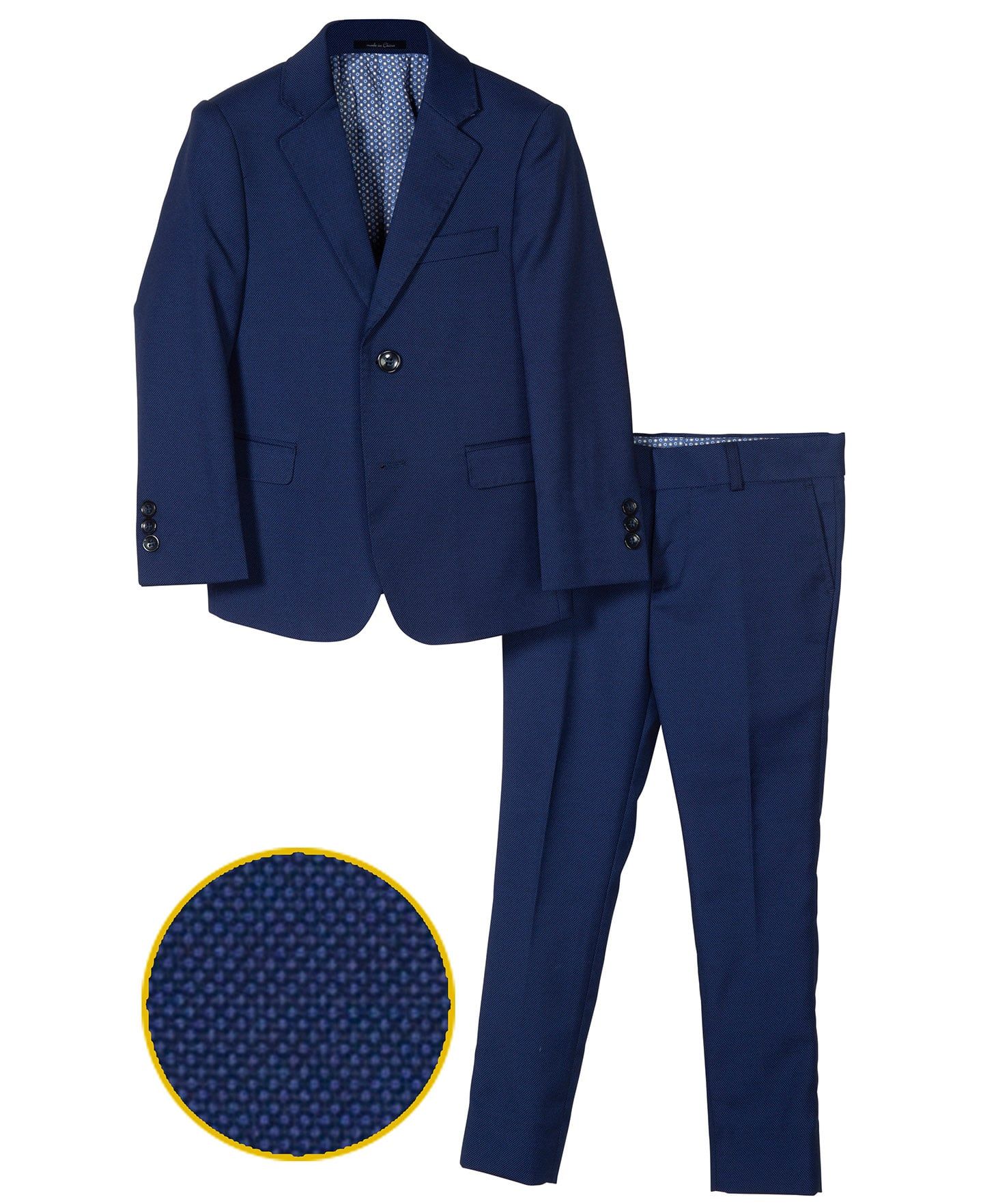 T.O. Boys Classic Fit Blue Design Suit 295-3C - Boytique