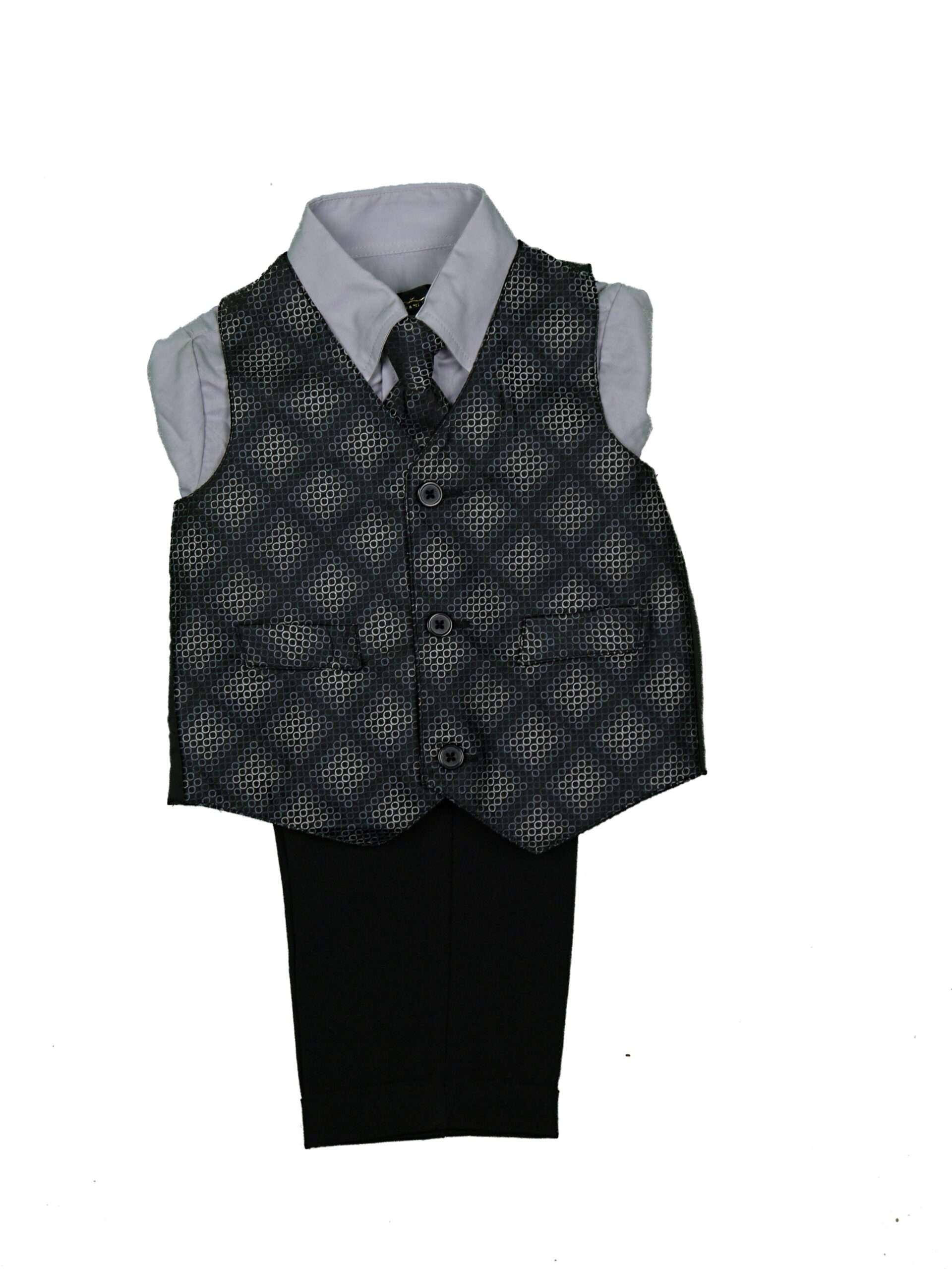KANI GOLD Boys Classic Fit Black Check Suit Vest With Pants - Boytique