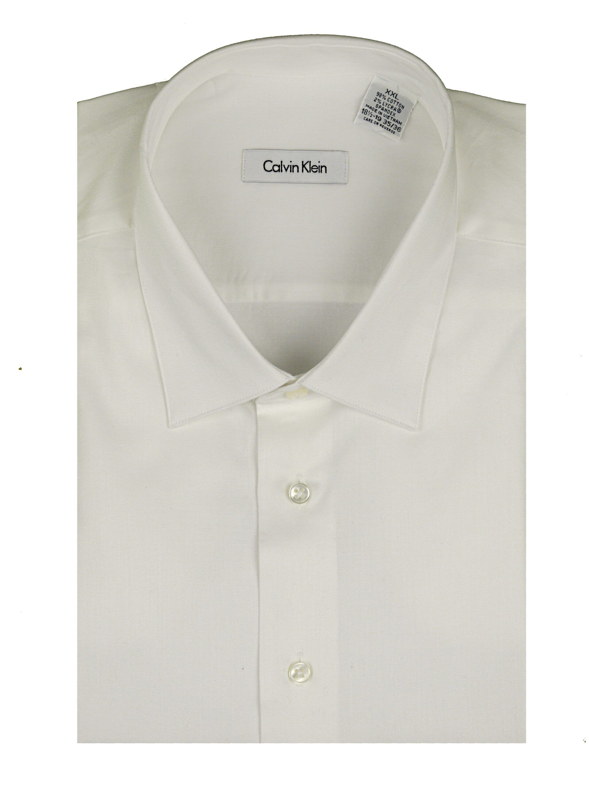 CALVIN KLEIN Mens Classic Fit Long Sleeve Solid White Dress Shirt ...