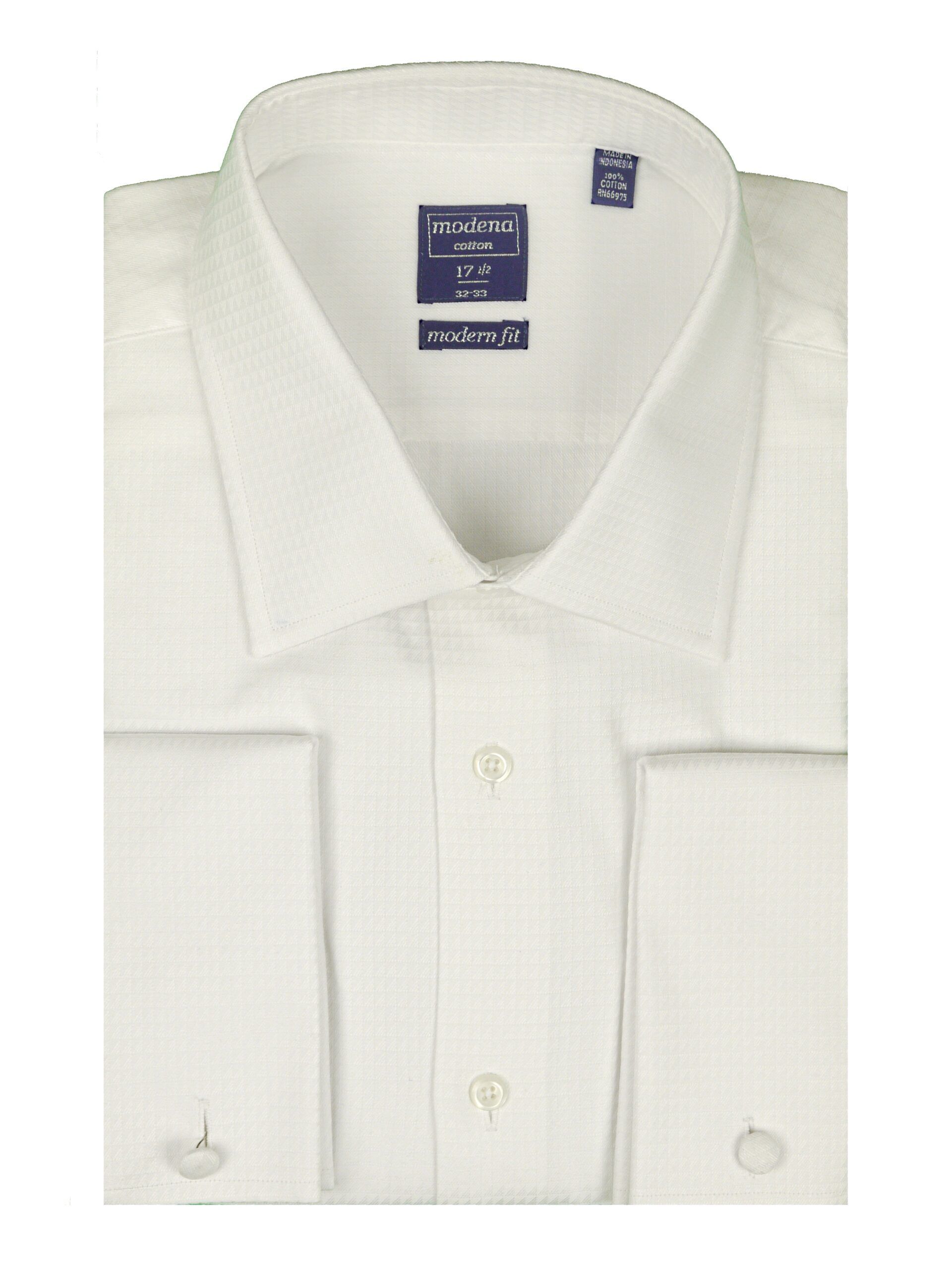 MODENA Mens Classic Fit French Cuff Textures Wrinkle Free White Dress ...