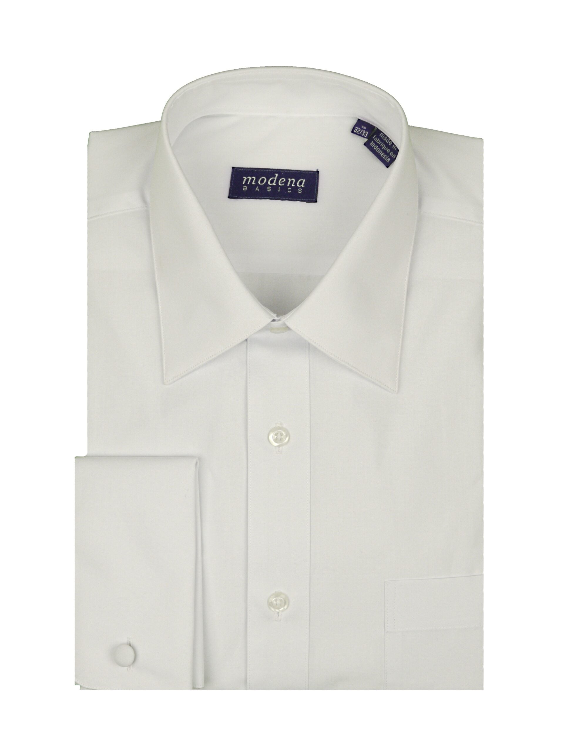 MODENA Mens Classic Fit French Cuff Wrinkle Free Solid White Dress ...