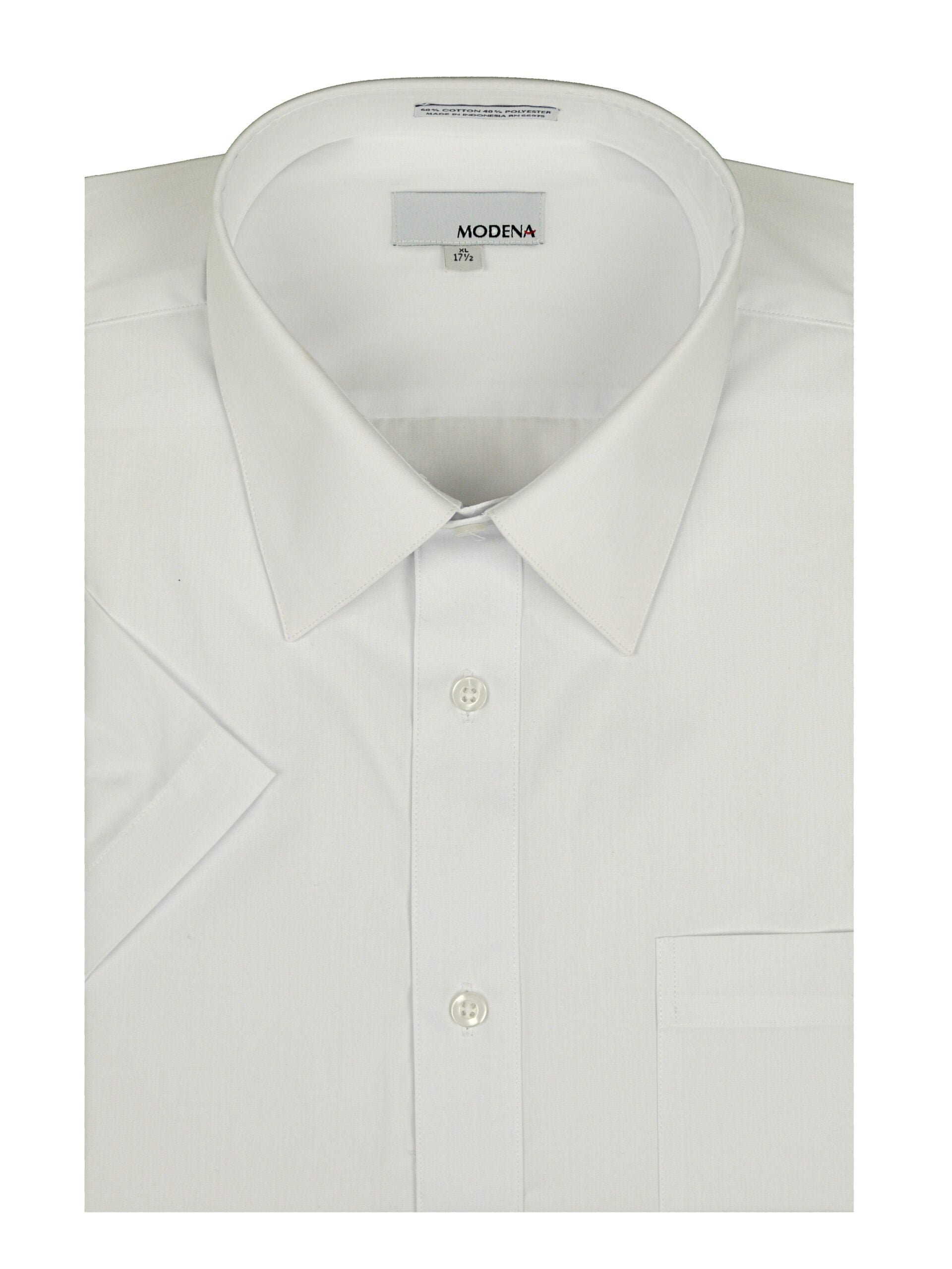MODENA Mens Classic Fit Short Sleeve Wrinkle Free Solid White Dress ...