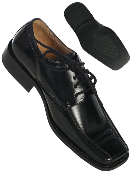 BOYS FOUGER FRONT LACE SHOE - Front Stitch Leather Shoes - Boytique