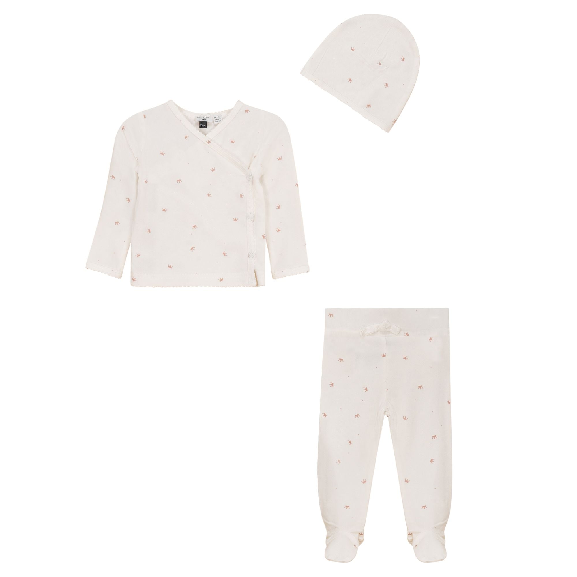 LITTLE FRAGILE COTTON WITH CROWN PR BABY 3 PCS SET - Boytique