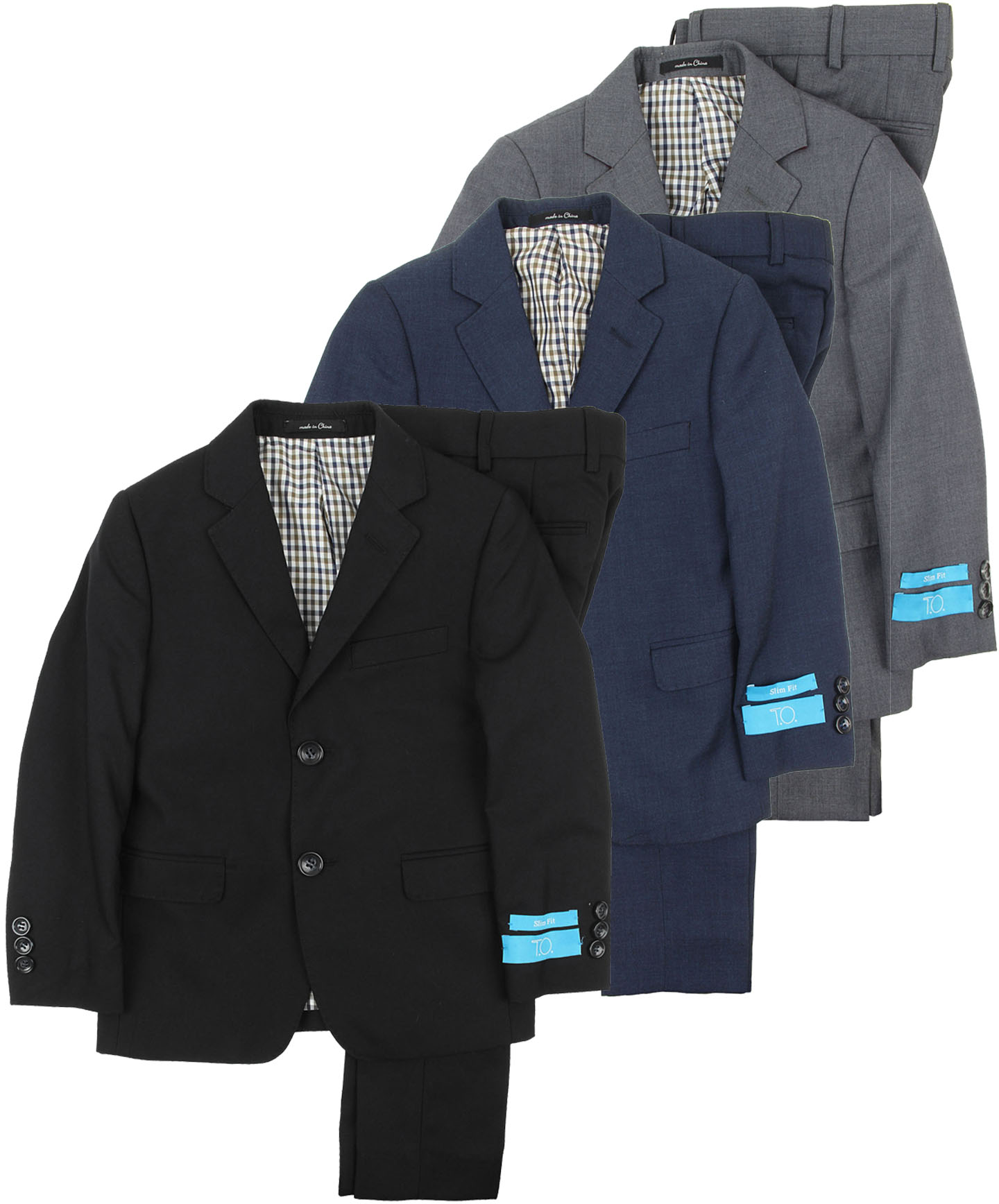T.O. COLLECTION BOYS SLIM FIT MICROFIBER BLEND SOLID SUIT - Boytique